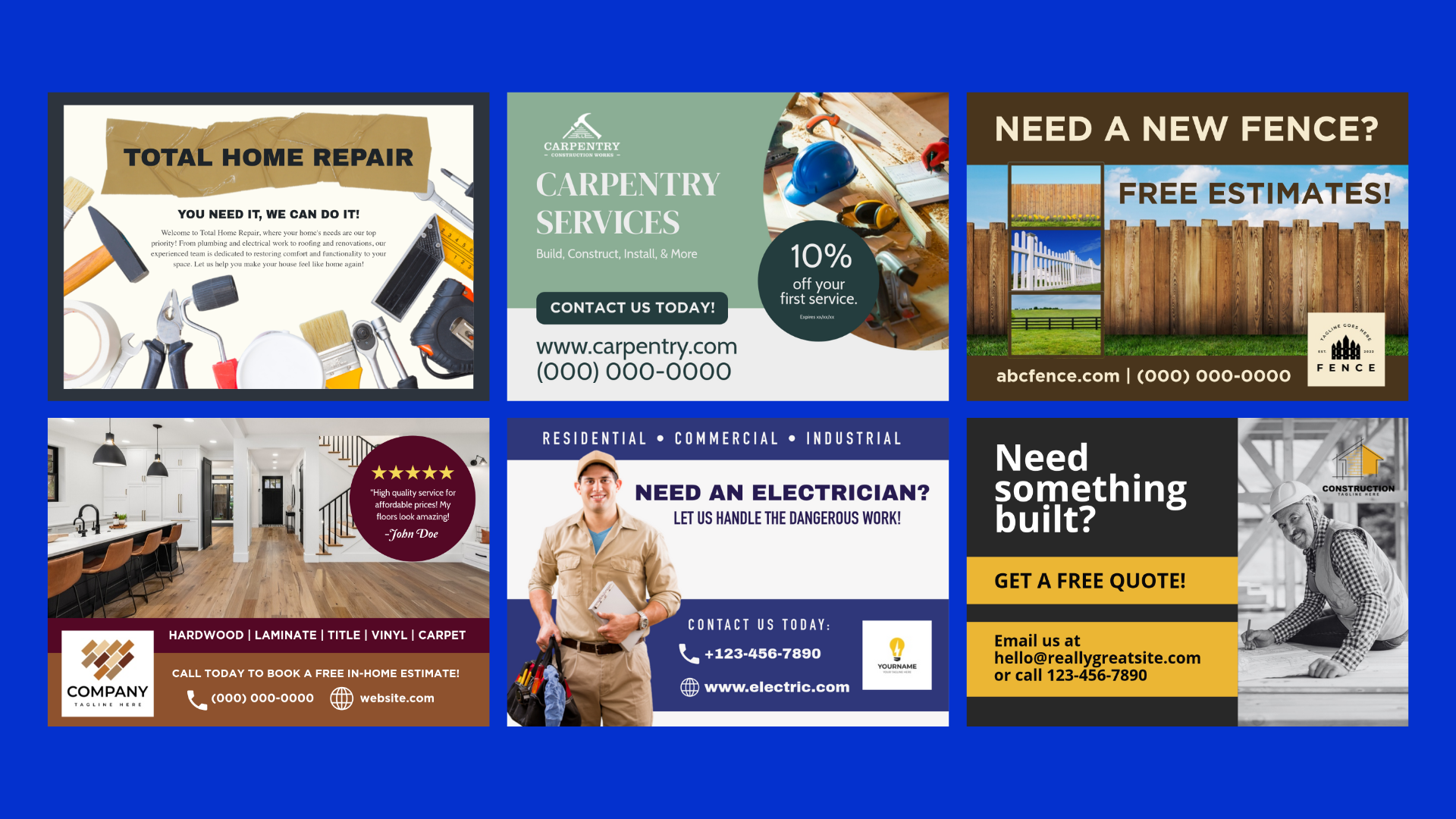 Free Eddm Postcard Templates For Construction Based Businesses